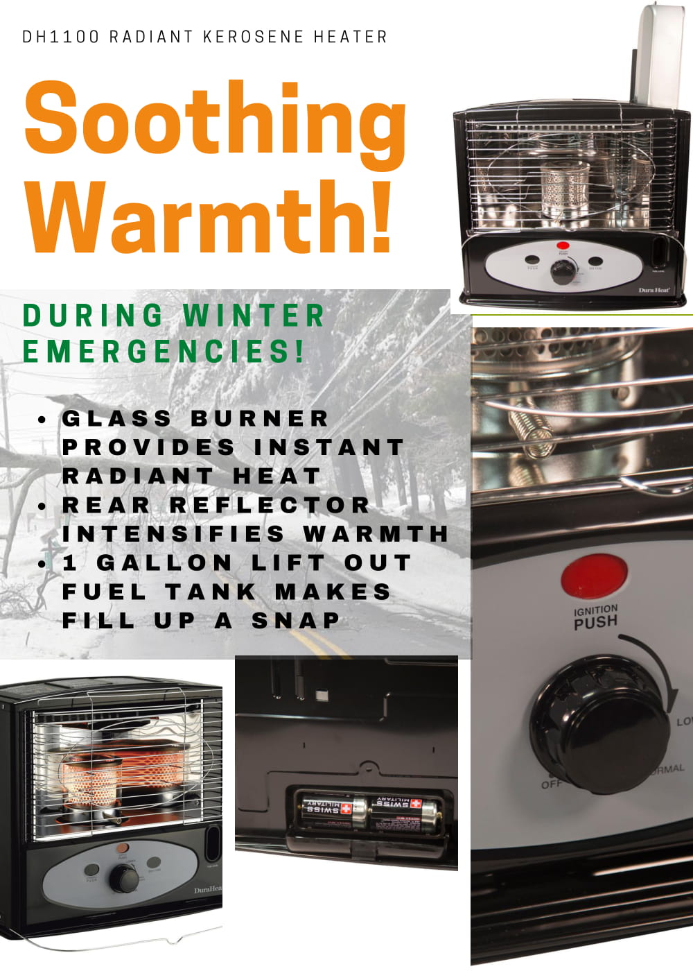 DuraHeat Portable Radiant Kerosene Heater Provides 10,000 BTU's of ...