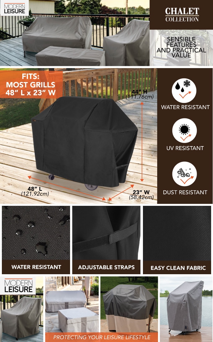 MODERN LEISURE Chalet Water Resistant 4-Burner Grill Cover, 65 in. W x ...