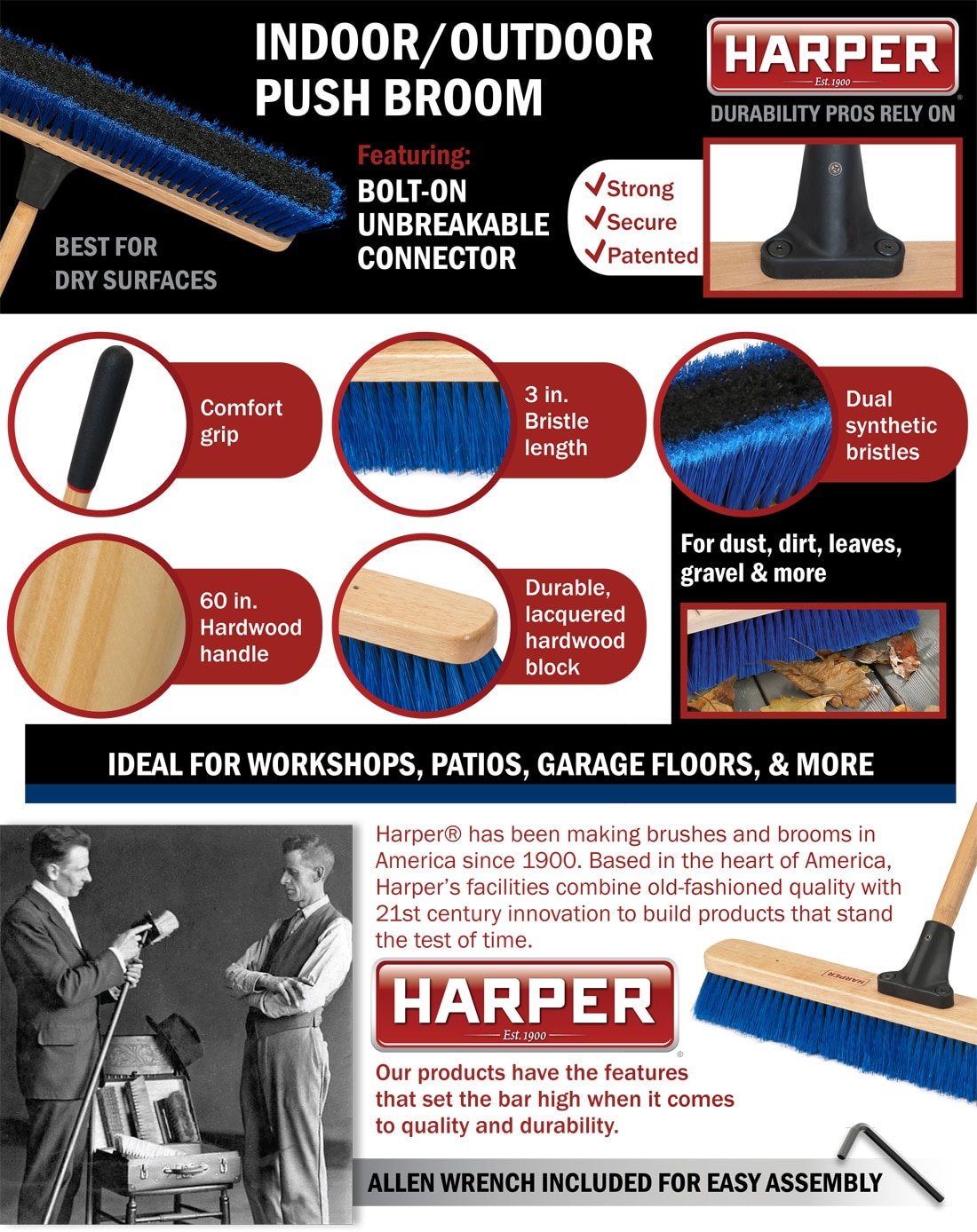 HARPER 24 in. Indoor/Outdoor All-Purpose Push Broom 1426P1 - The Home Depot