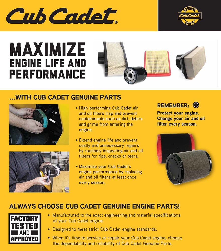 Cub Cadet Premium OHV Engine 382 cc, 420 cc, 452 cc, and 547 cc Oil ...