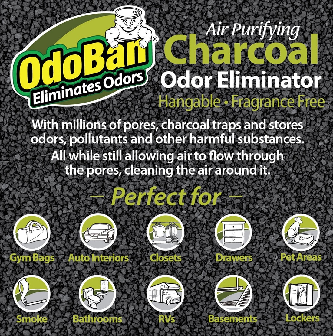 OdoBan 7 oz. Charcoal Odor Eliminator, Air Purifying Natural Non-Toxic ...
