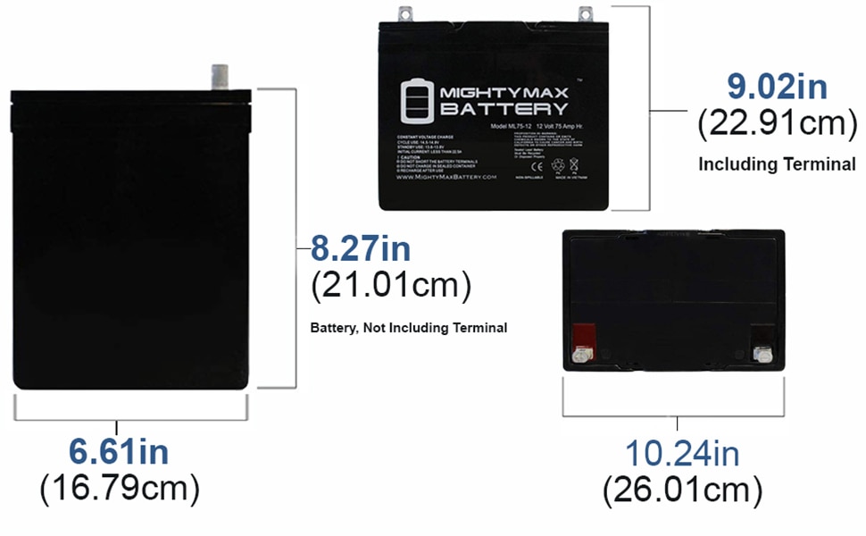 MIGHTY MAX BATTERY 12-Volt 75 Ah Rechargeable Sealed Lead Acid (SLA ...