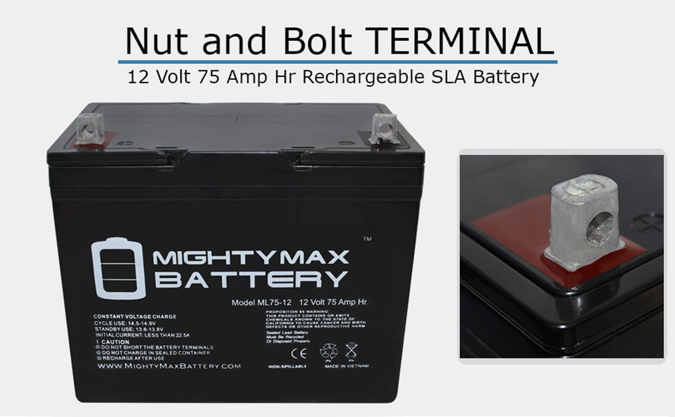 MIGHTY MAX BATTERY 12-Volt 75 Ah Rechargeable Sealed Lead Acid (SLA ...