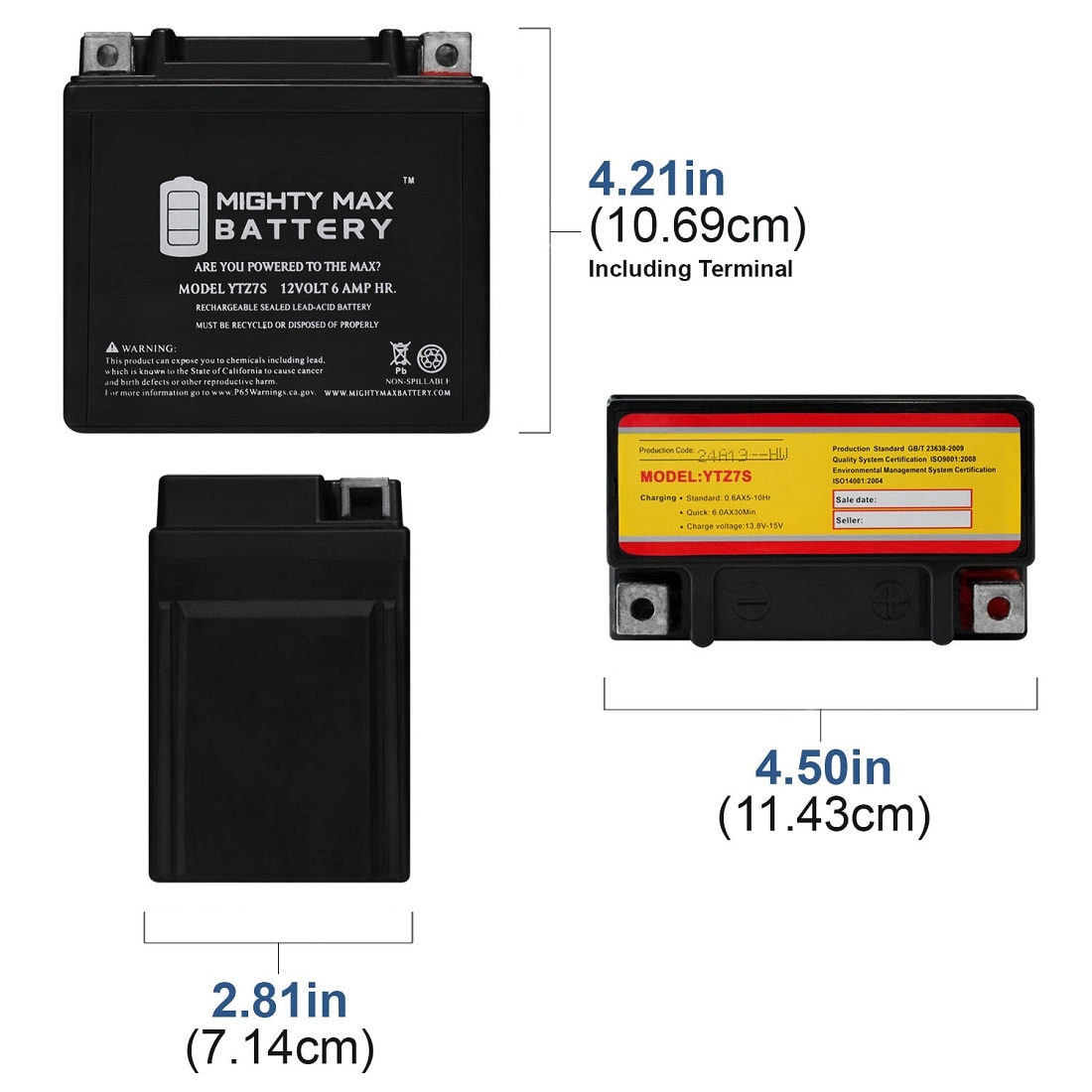 MIGHTY MAX BATTERY YTZ7S 12-Volt 6AH Battery for Yamaha 250 YFM25R ...