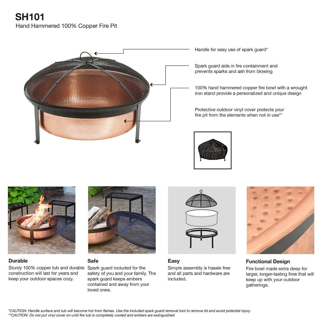 Gilbert & Bennett Hand Hammered 100% Copper Fire Pit SH101