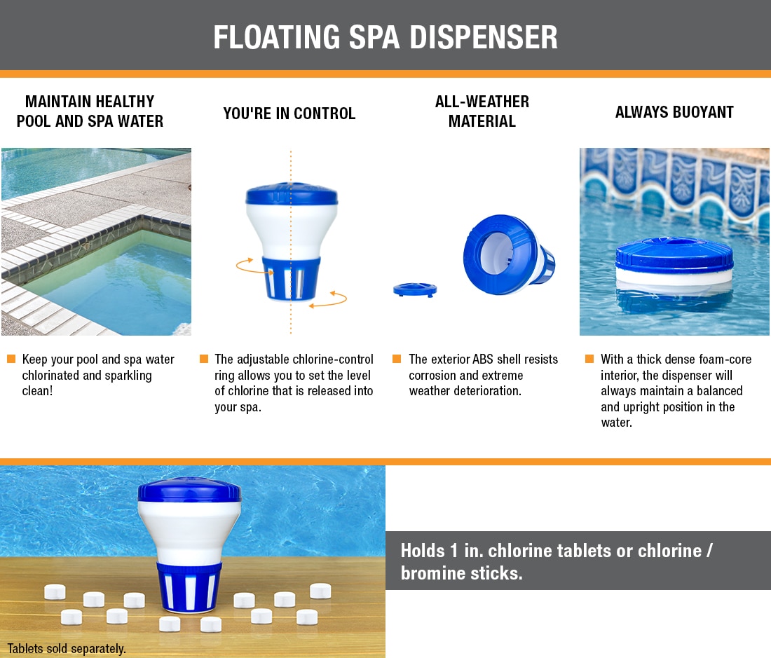 HDX Floating Chlorine / Bromine Dispenser for Spas, Hot Tubs and Small ...
