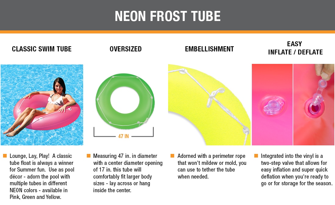 Poolmaster 47 in. Neon Frost Swimming Pool Float Tube 67142 - The Home ...