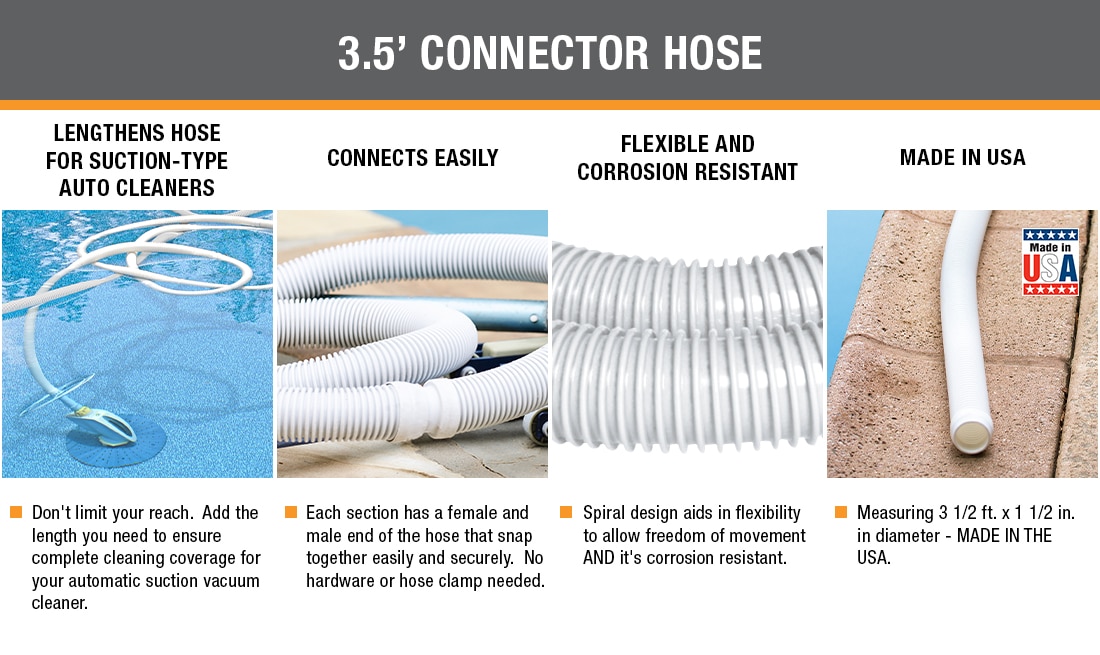 HDX 3 1/2 ft. Connector Hose for Automatic Swimming Pool Cleaners 69200 ...