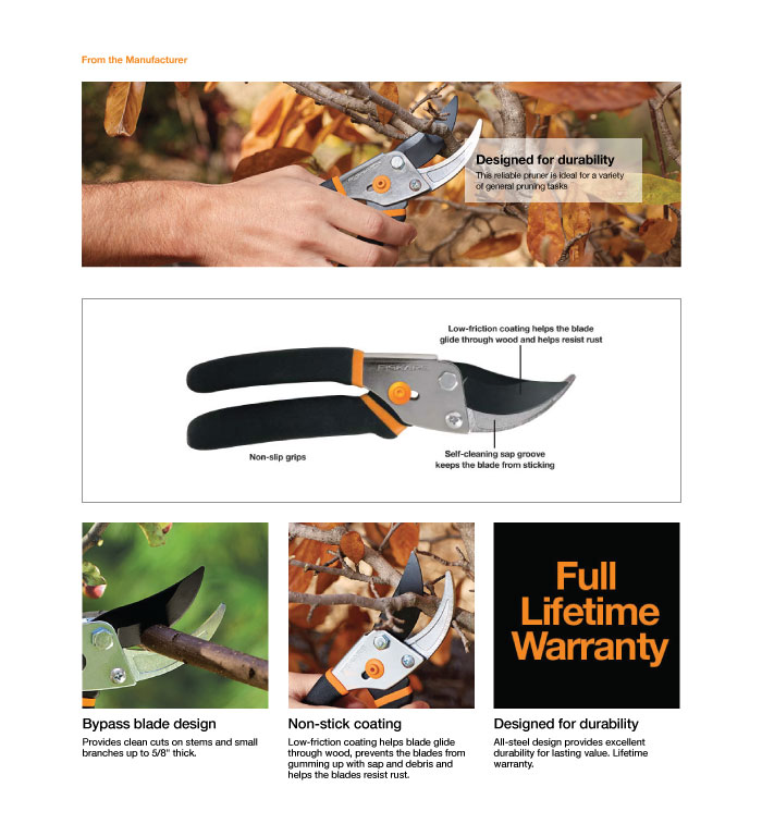 Fiskars 5/8 in. Cut Capacity 9 in. Classic Bypass Pruning Shears ...