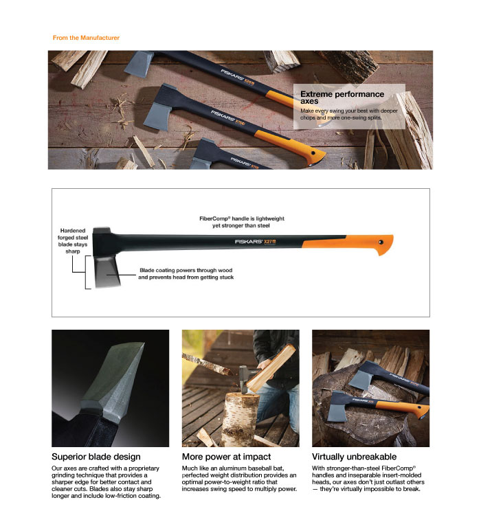 Fiskars X27 6.3 lb. Super Splitting Axe with 36 in. Shock-absorbing ...