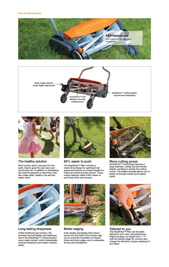 Fiskars StaySharp 18 in. Cut Manual Push Non Electric Walk Behind Reel ...