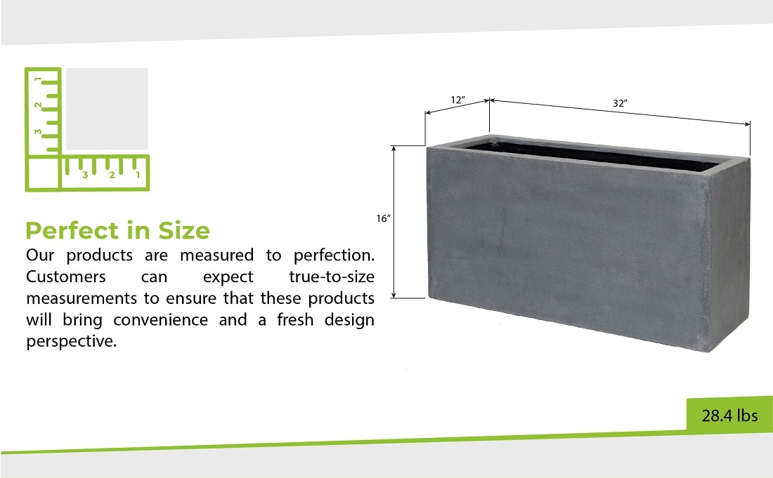 PotteryPots Jort Small 16 in. Grey Fiberstone Planter - Indoor Outdoor ...