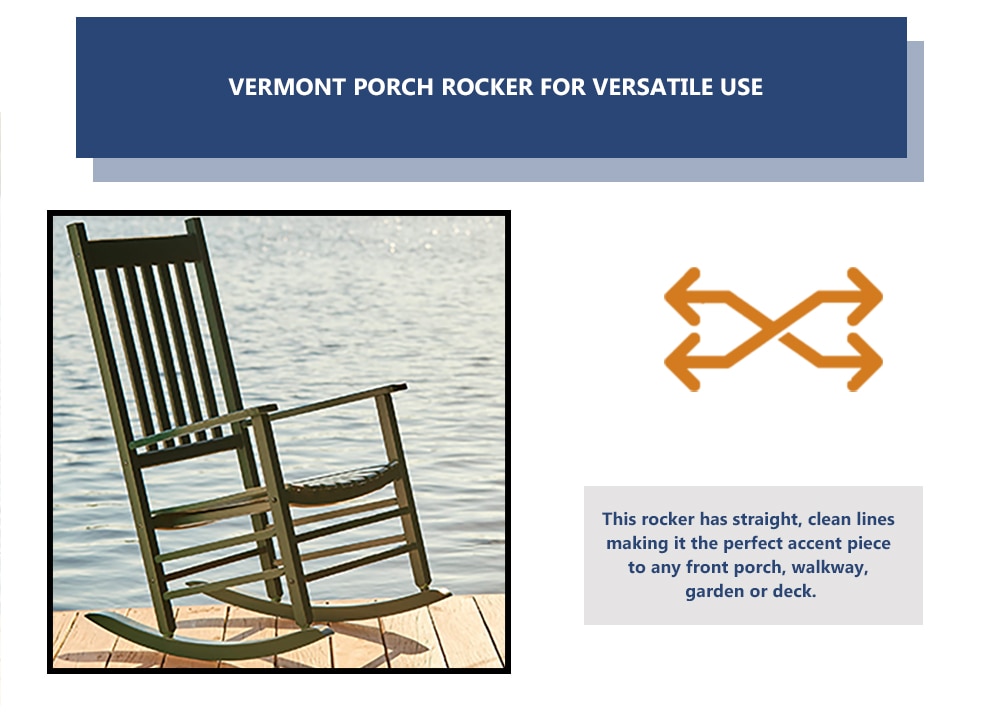 Shine Company Vermont Porch Rocker Black Wood Outdoor Rocking Chair ...