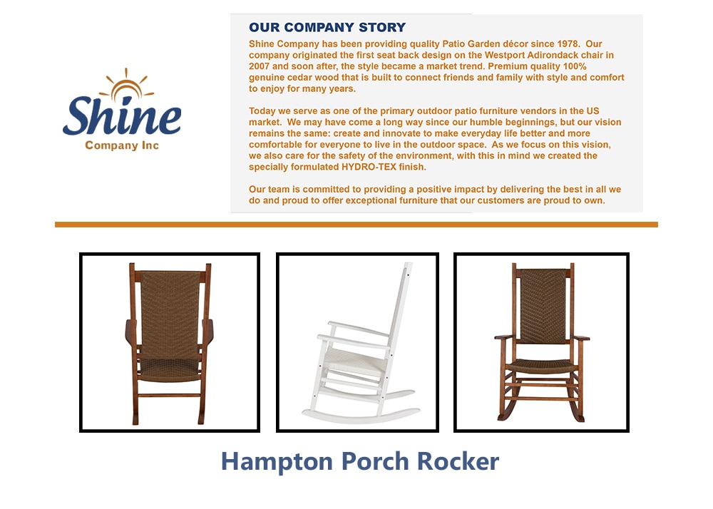 Shine Company Hampton Porch Rocker White Wood Outdoor Rocking Chair ...