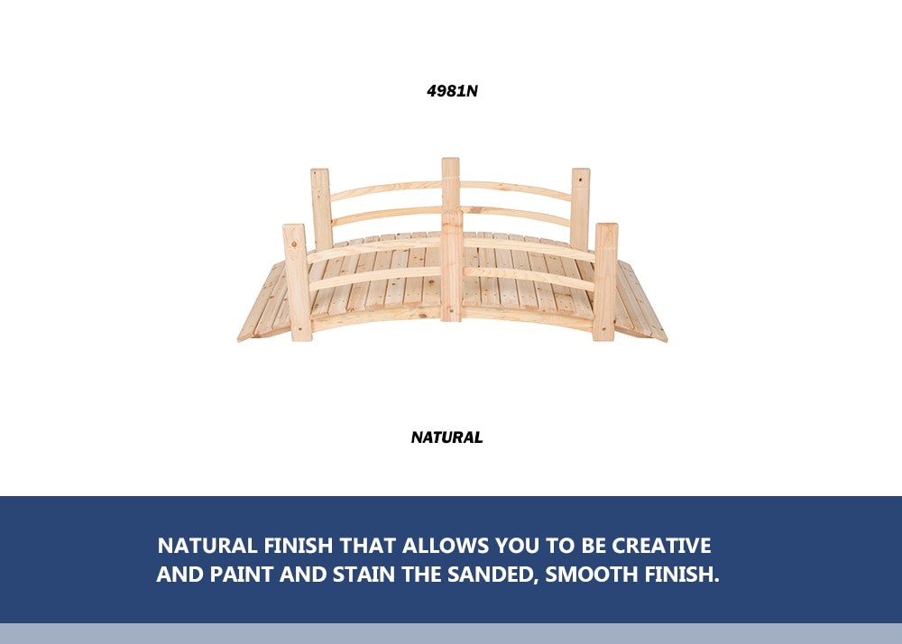 Shine Company 5 ft. Natural Cedar Wood Classic Arch Garden Bridge with ...