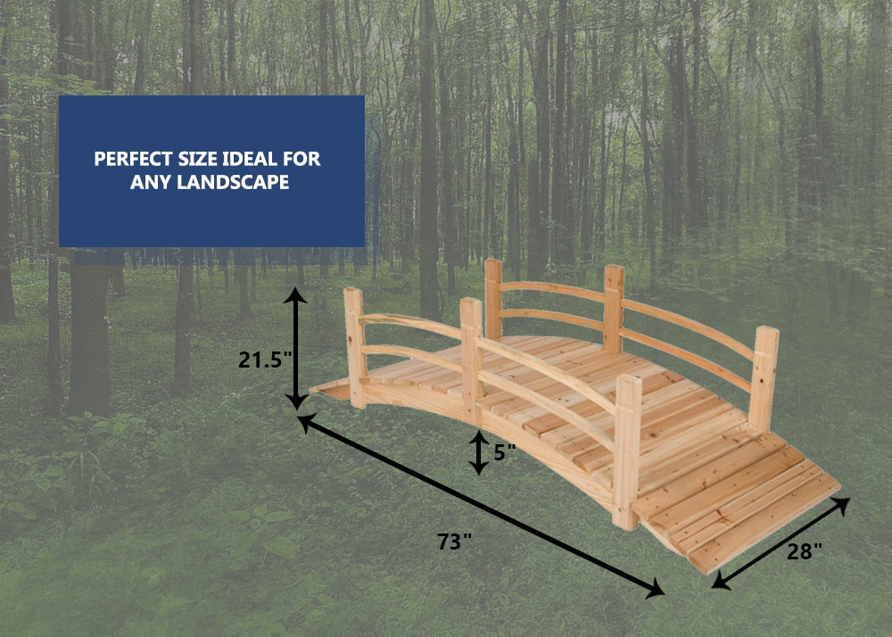 Shine Company 6 ft. Natural Cedar Wood Classic Arch Garden Bridge with ...
