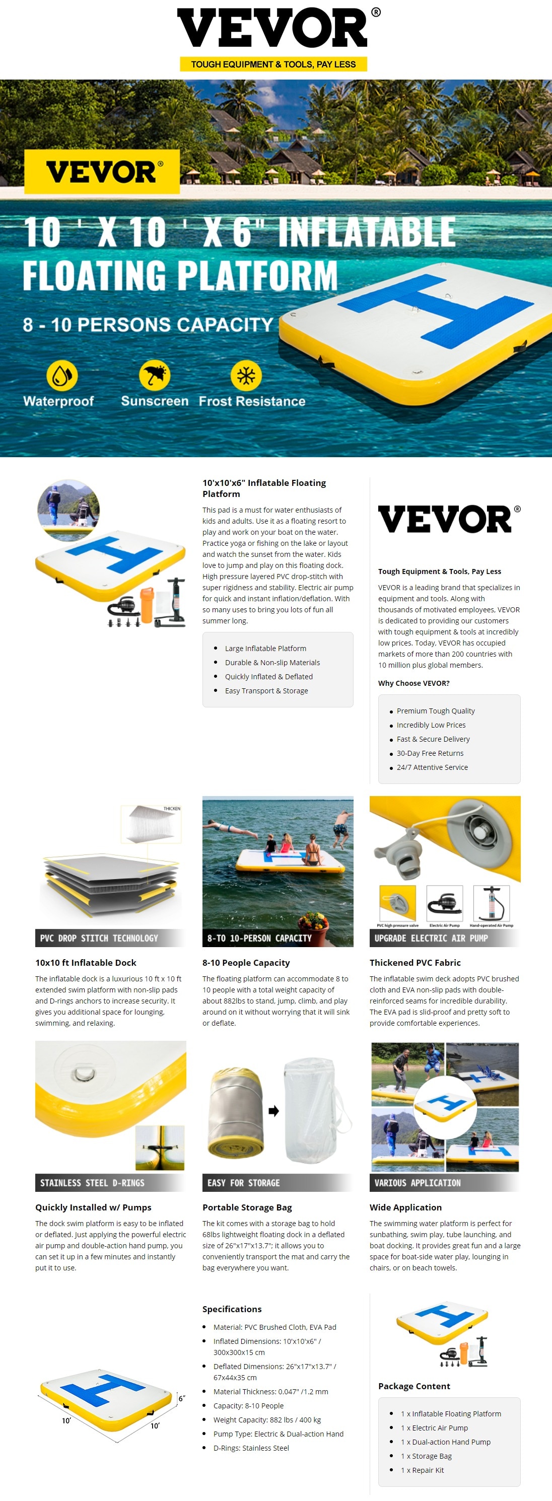 VEVOR Inflatable Boat 2-Person Inflatable Fishing Boat Strong PVC ...