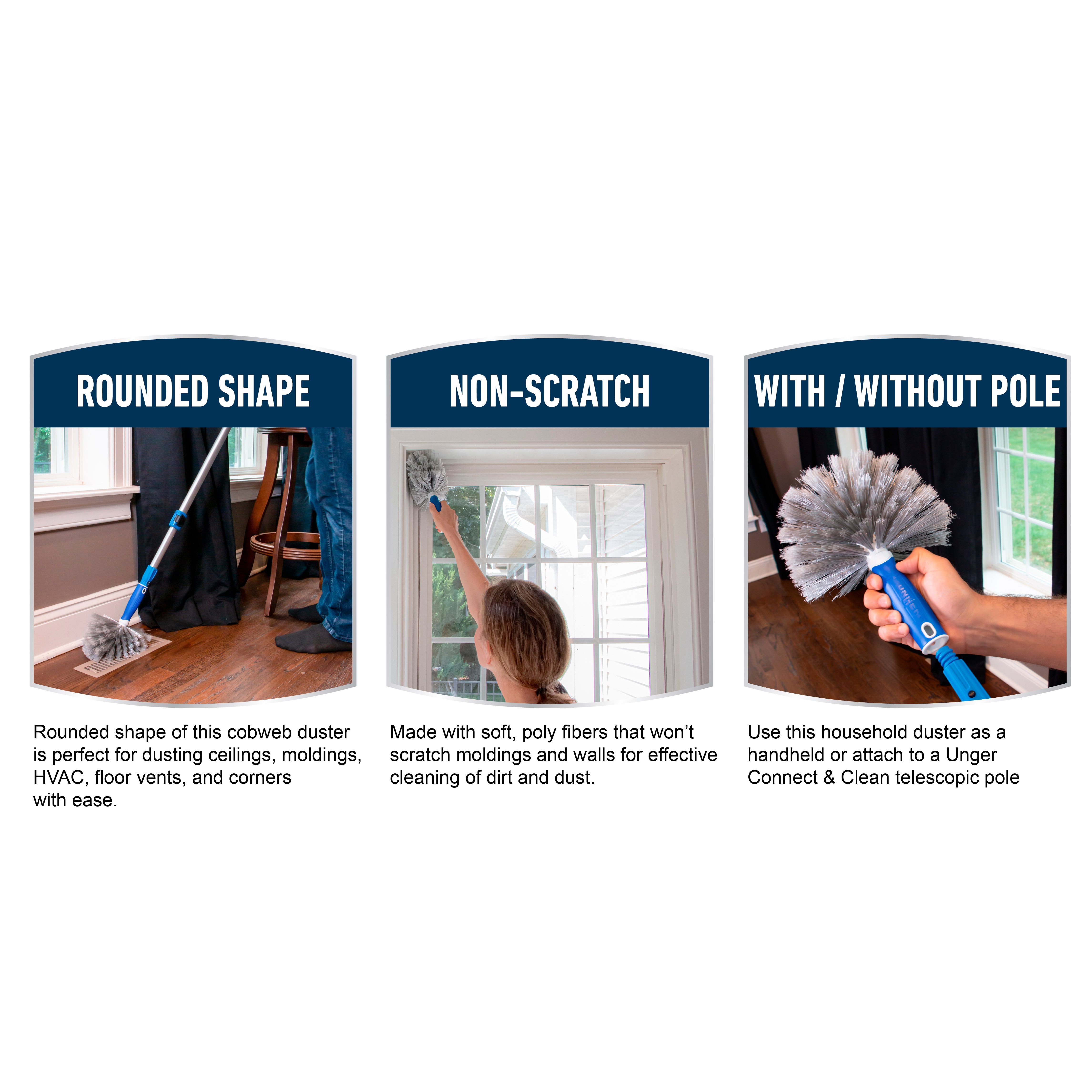 Unger Poly-Fiber Cobweb and Corner Duster - Indoor and Outdoor Cleaning ...