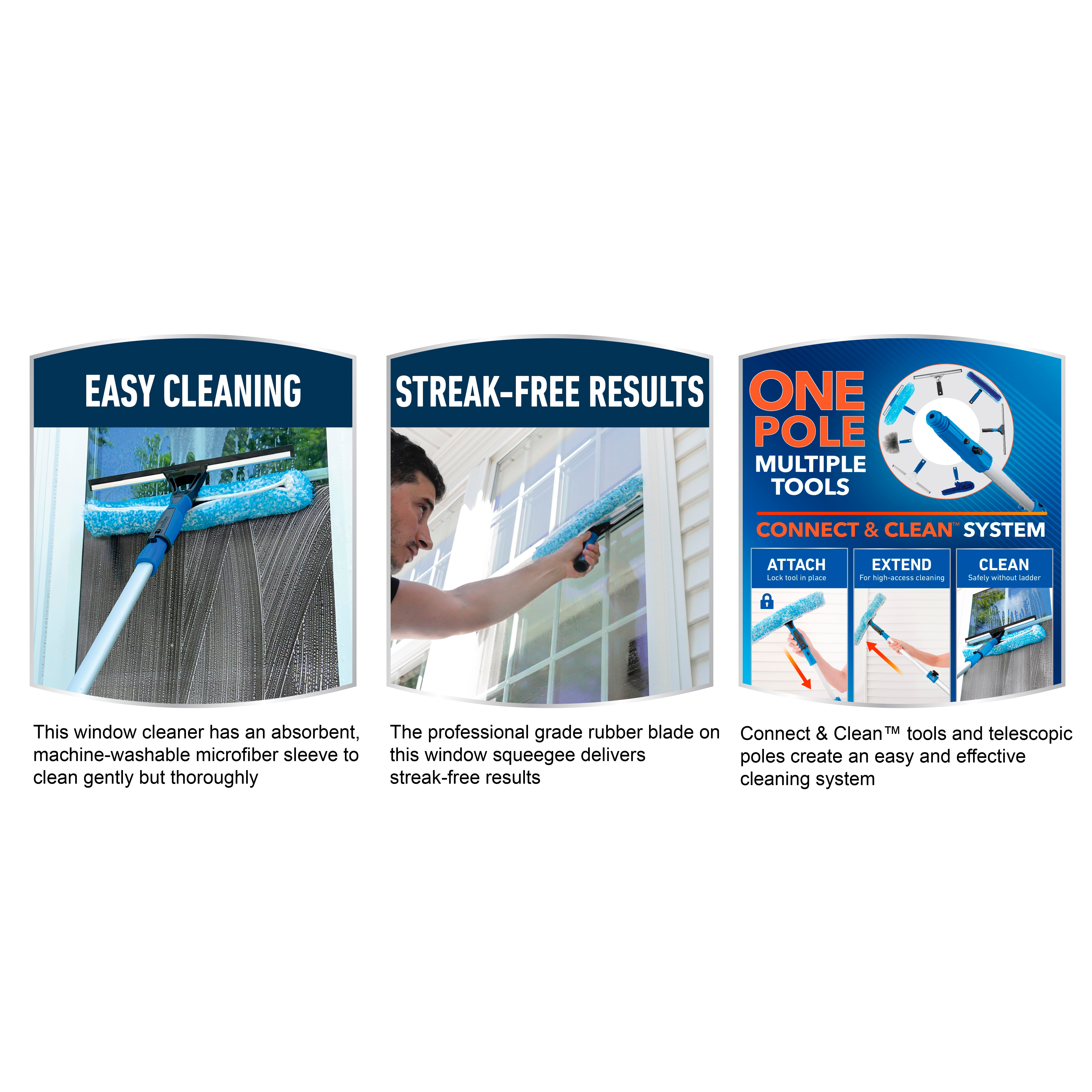 Unger 14 in. 2-in-1 Window Cleaner Squeegee & Scrubber Combi 981640 ...