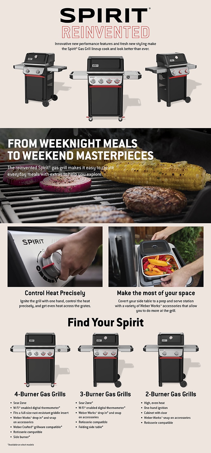 Weber Spirit E-310 3-Burner Liquid Propane Gas Grill in Black with Snap ...