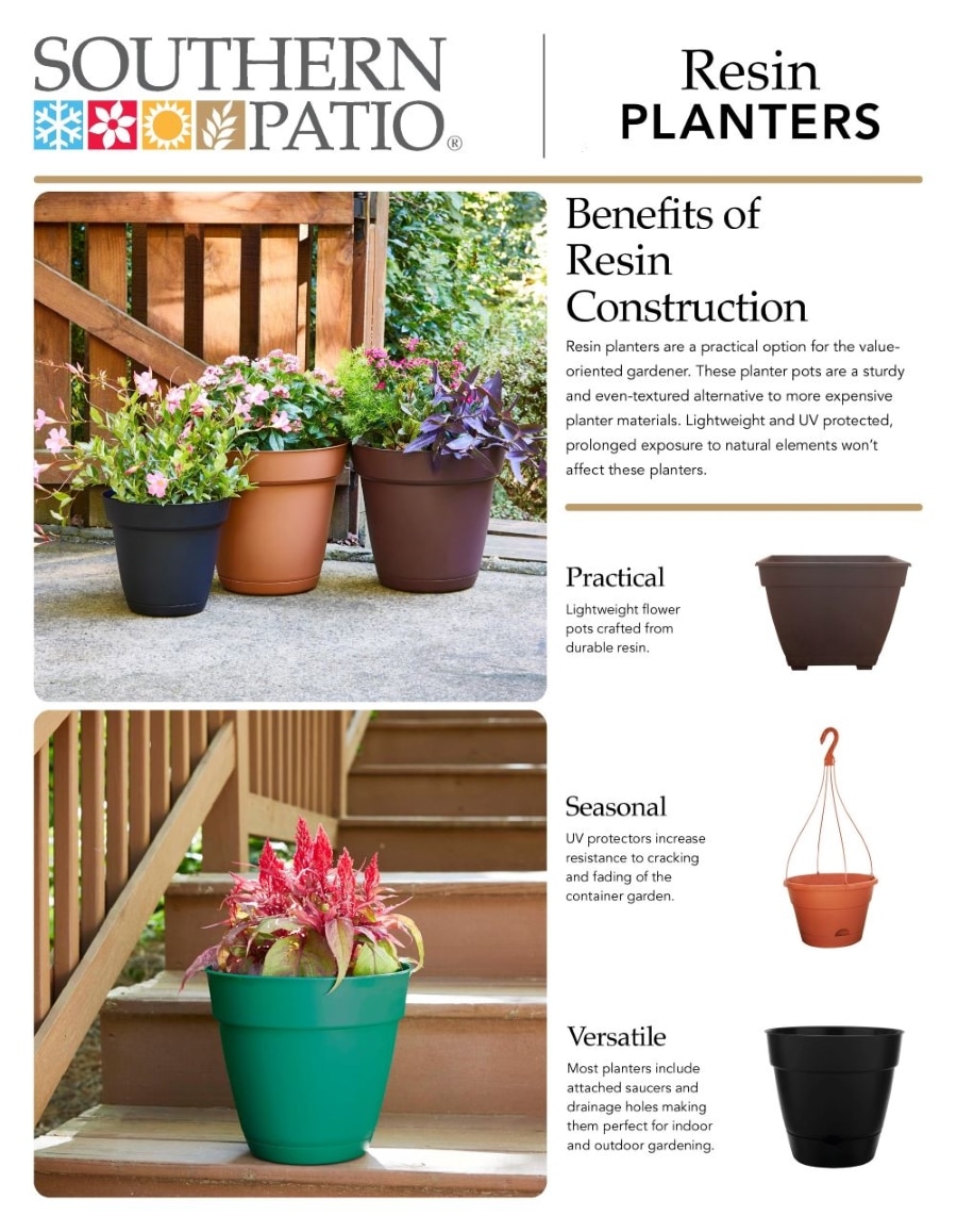 Dynamic Design Newbury 14.88 in. x 11 in. Black Resin Deck Box Planter ...