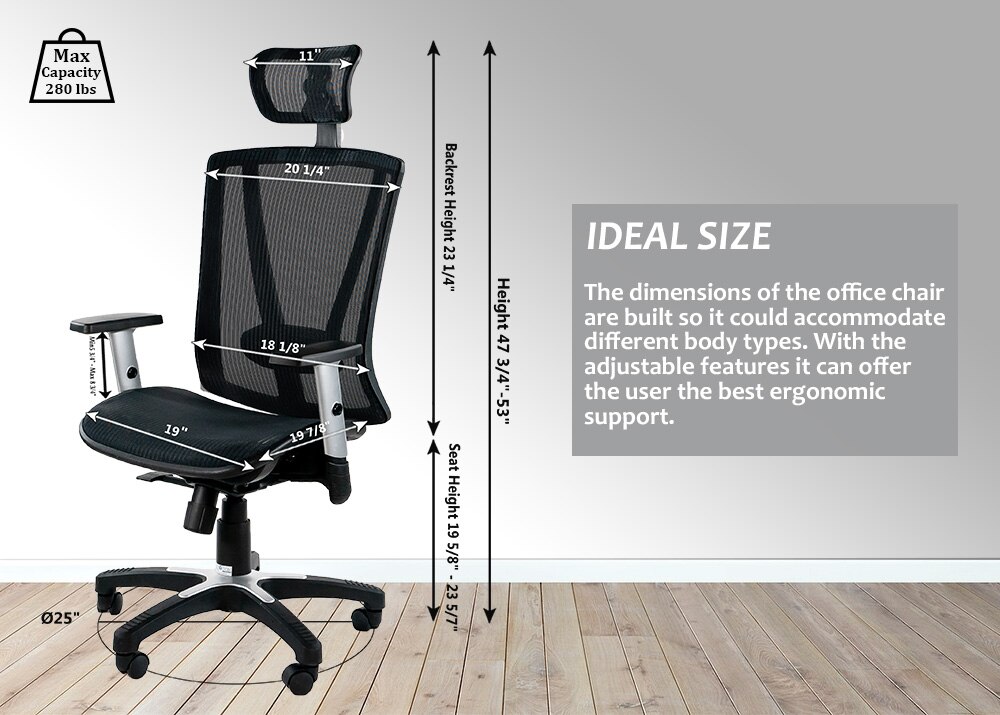 ErgoMax Black Mesh Office Chair-MSH112BK - The Home Depot