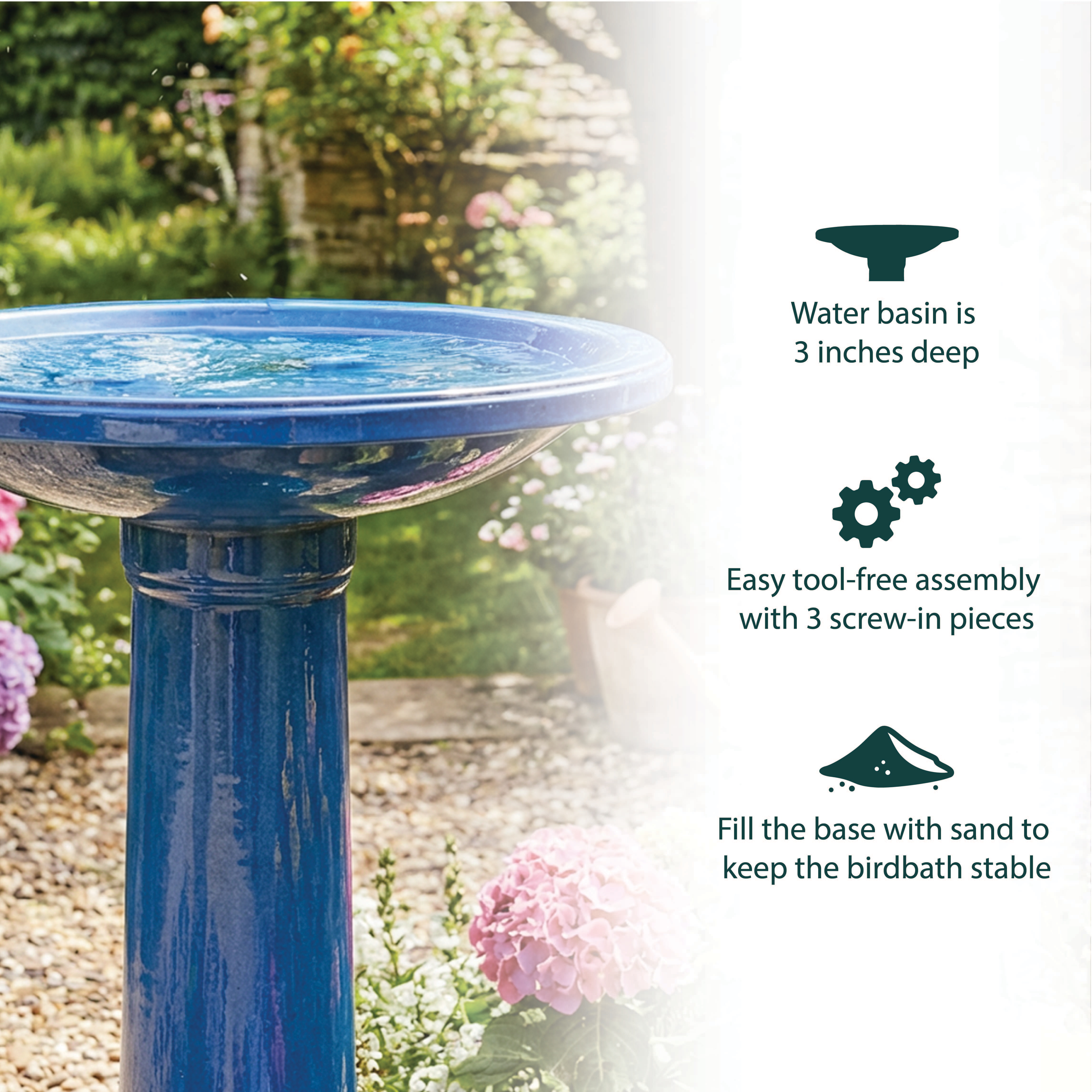 CHG CLASSIC HOME & GARDEN Classic 17.4 in. Dia. Resin Cobalt Blue ...