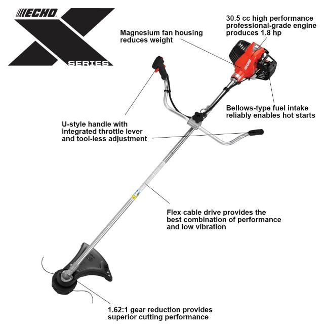 ECHO 30.5 cc Gas 2-Stroke X Series Pro Commercial U-Handle String ...