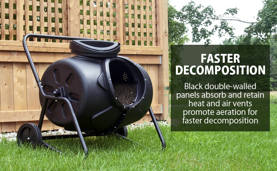 KoolScapes Koolscapes Wheeled Tumbling Composter 50 Gal. (160L) Black ...