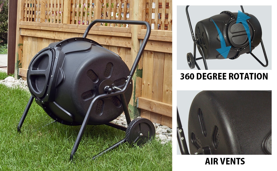 KoolScapes Koolscapes Wheeled Tumbling Composter 50 Gal. (160L) Black ...