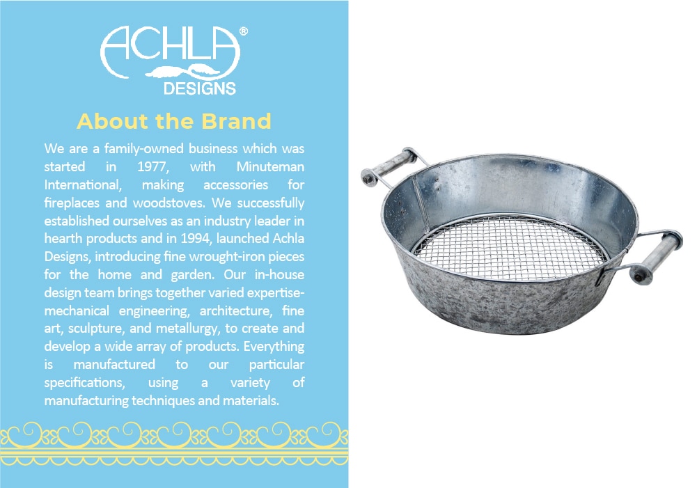 ACHLA DESIGNS 19 in. W 150 oz. Capacity Galvanized Steel Compost Sifter ...