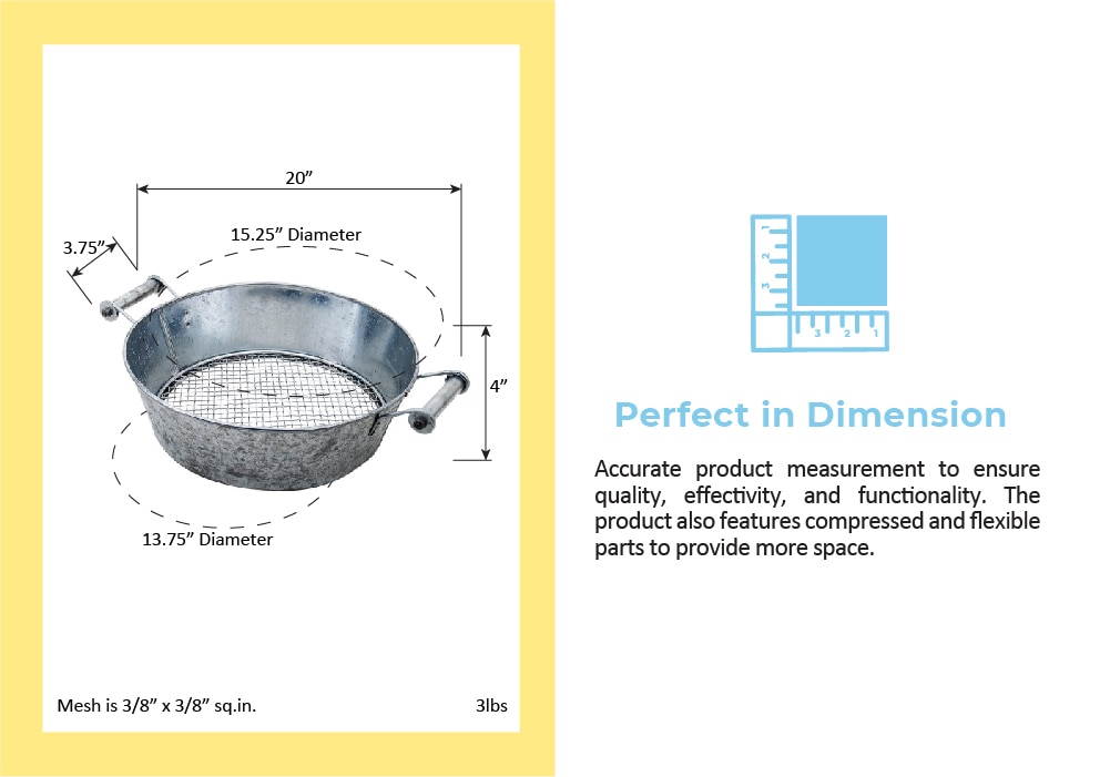ACHLA DESIGNS 19 in. W 150 oz. Capacity Galvanized Steel Compost Sifter ...