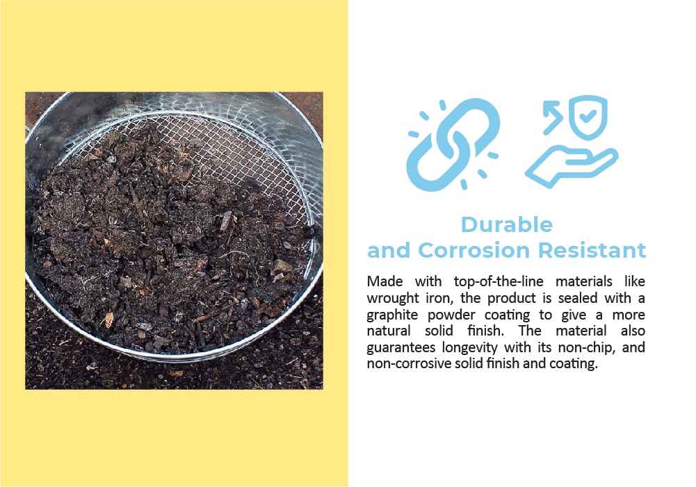 ACHLA DESIGNS 19 in. W 150 oz. Capacity Galvanized Steel Compost Sifter ...