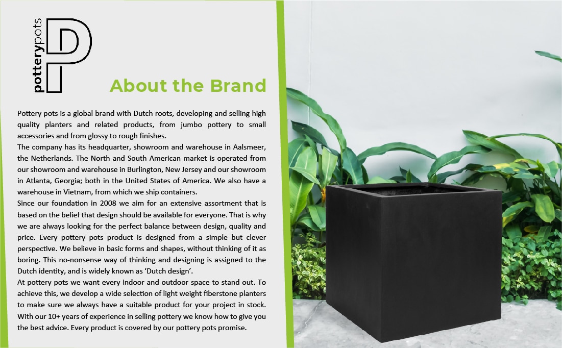 PotteryPots Block Extra Large 24 in. Tall Black Fiberstone Indoor ...