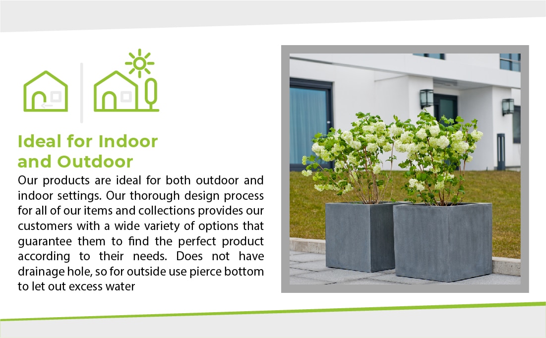 PotteryPots Block Extra Large 24 in. Tall Grey Fiberstone Indoor ...