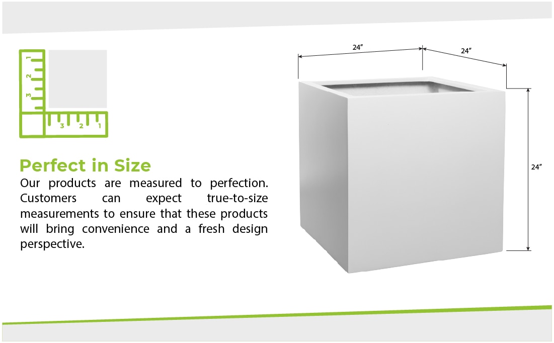 PotteryPots Block Extra Large 24 in. Tall Mat White Fiberstone Indoor ...
