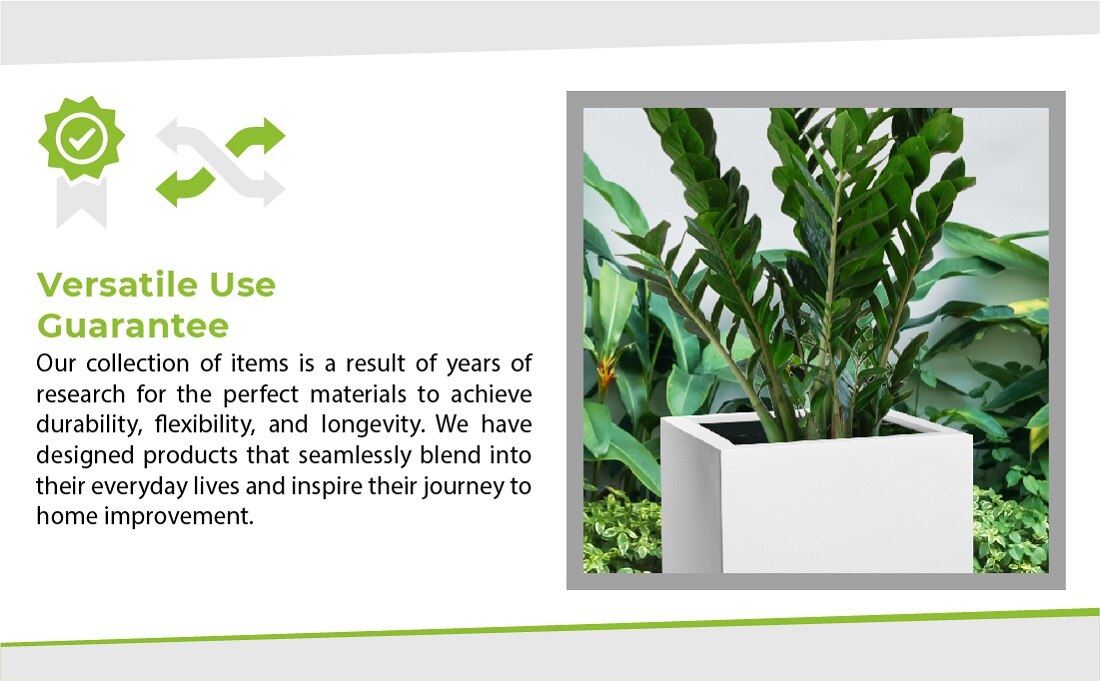 PotteryPots Block Medium 16 in. Tall Mat White Fiberstone Indoor ...