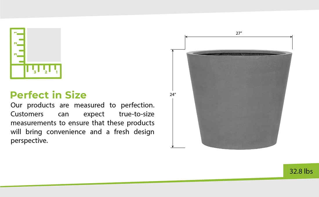 PotteryPots Bucket Large 24 in. Tall Grey Fiberstone Indoor Outdoor ...