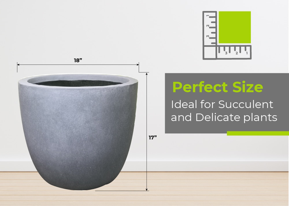 KANTE 17 in. Tall Slate Gray Lightweight Concrete Round Modern Seamless ...