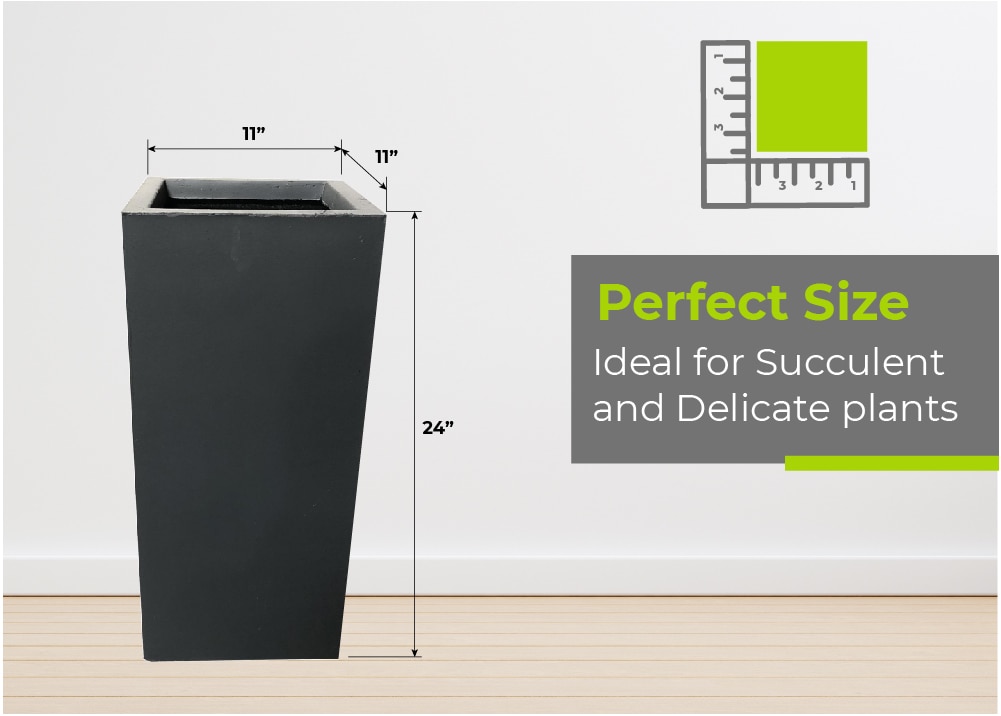 KANTE 24 in. Tall Charcoal Lightweight Concrete Rectangle Modern ...