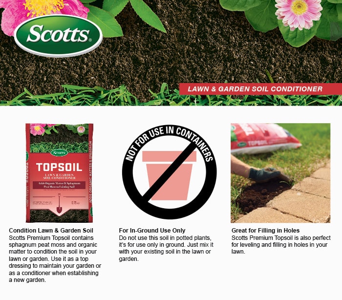 Scotts Premium Topsoil 0.75 cu. ft., Lawn and Garden Top Soil, Soil ...