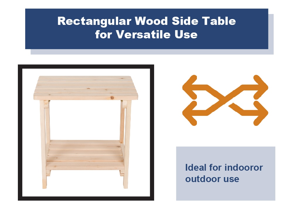 Shine Company 20 in. Tall Natural Rectangular Wood Outdoor Side Table ...