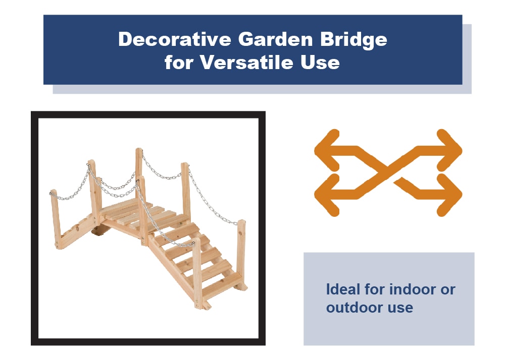 Shine Company 3 ft. Natural Cedar Wood Classic Arch Garden Bridge with ...