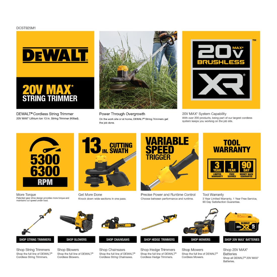 DEWALT 20V MAX 13 in. Cordless Battery Powered String Trimmer Kit with ...