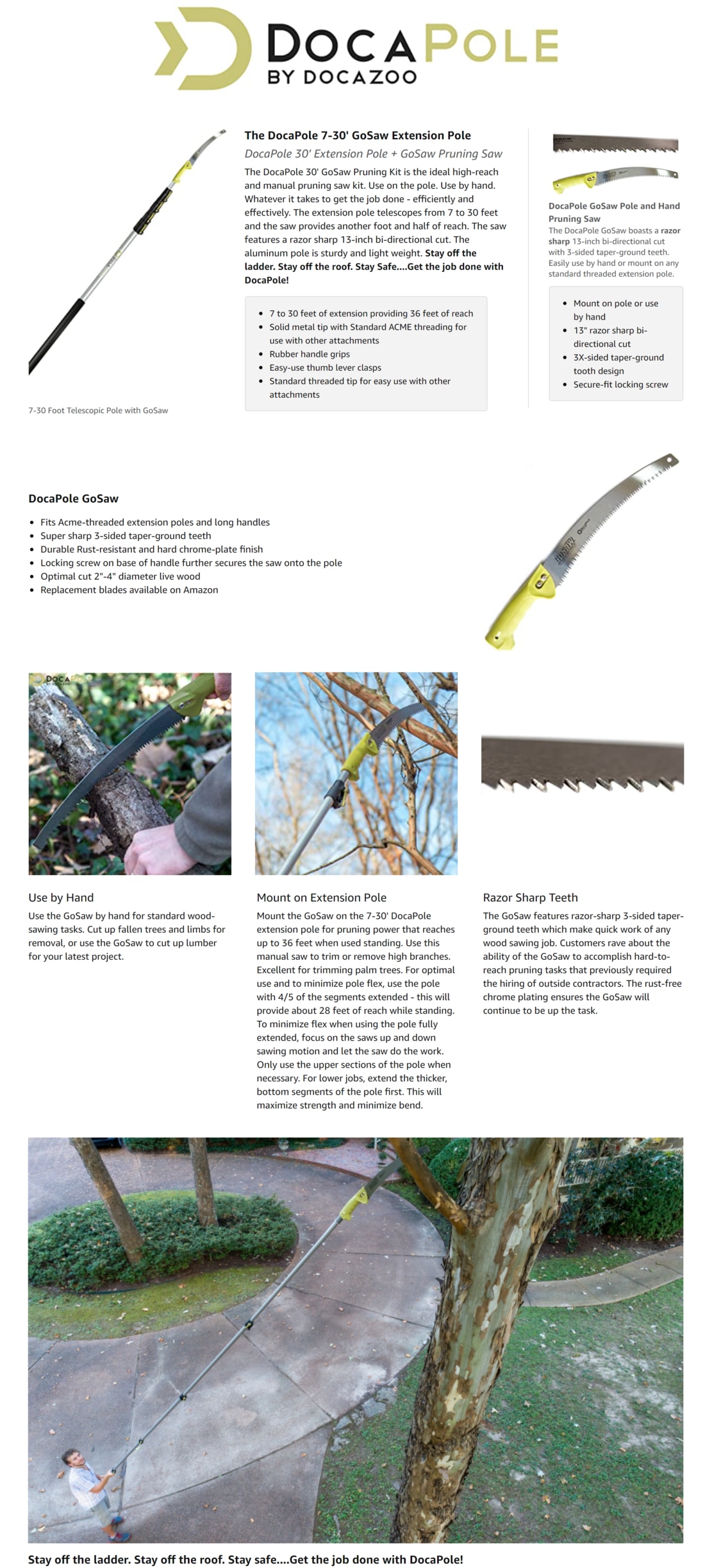 DocaPole 7 ft. to 30 ft. Extension Pole + GoSaw Attachment, Telescopic ...