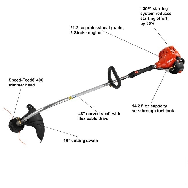 ECHO 21.2 cc Gas 2-Stroke Curved Shaft String Trimmer with Quick Reload ...