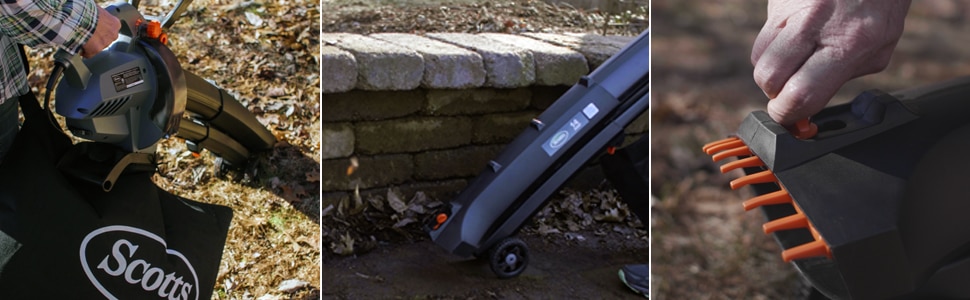 Scotts 200 MPH 410 CFM 14 Amp Electric Leaf Blower Vacuum Mulcher ...