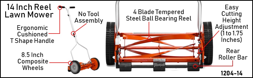 American Lawn Mower Company 14 in. 4-Blade Manual Walk Behind Reel Lawn ...