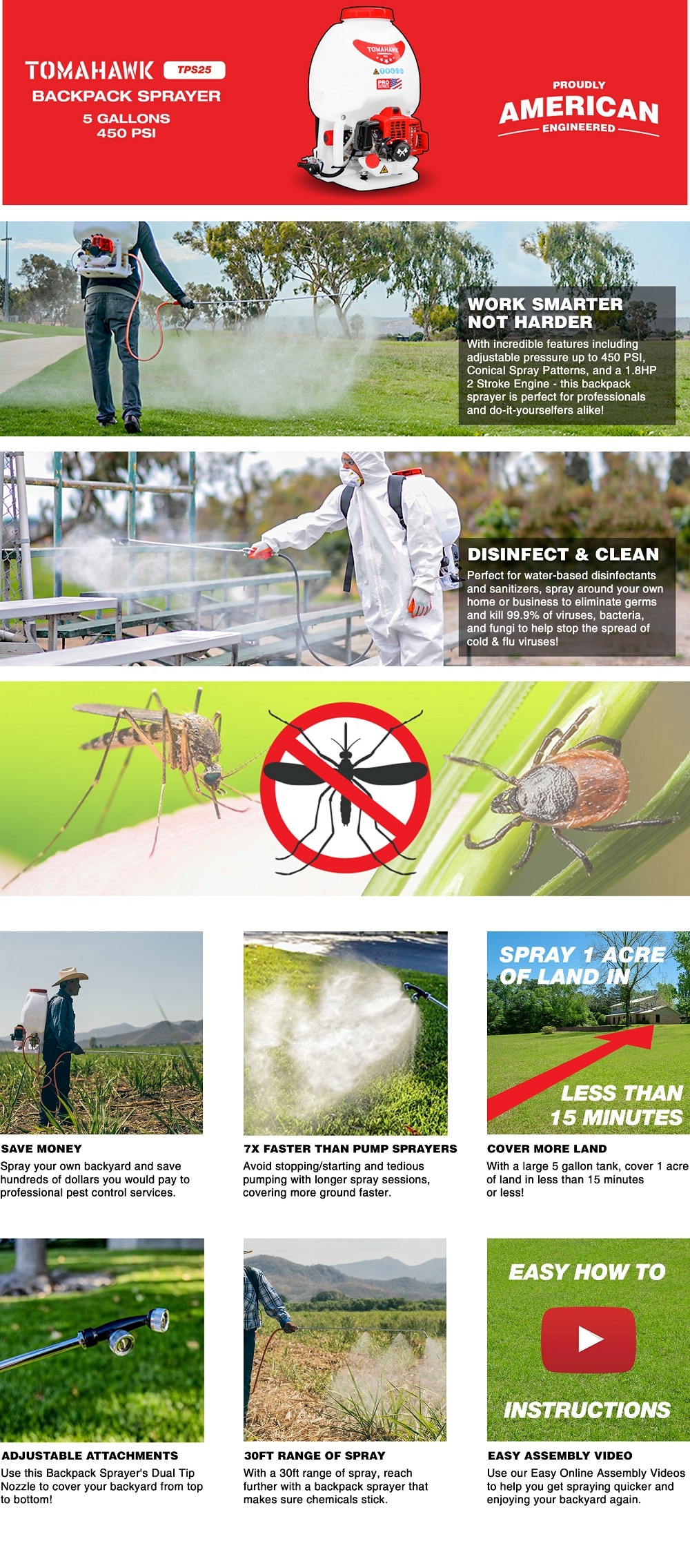 Tomahawk Power 5 Gal. Gas Power Backpack Sprayer with Foundation Gun ...