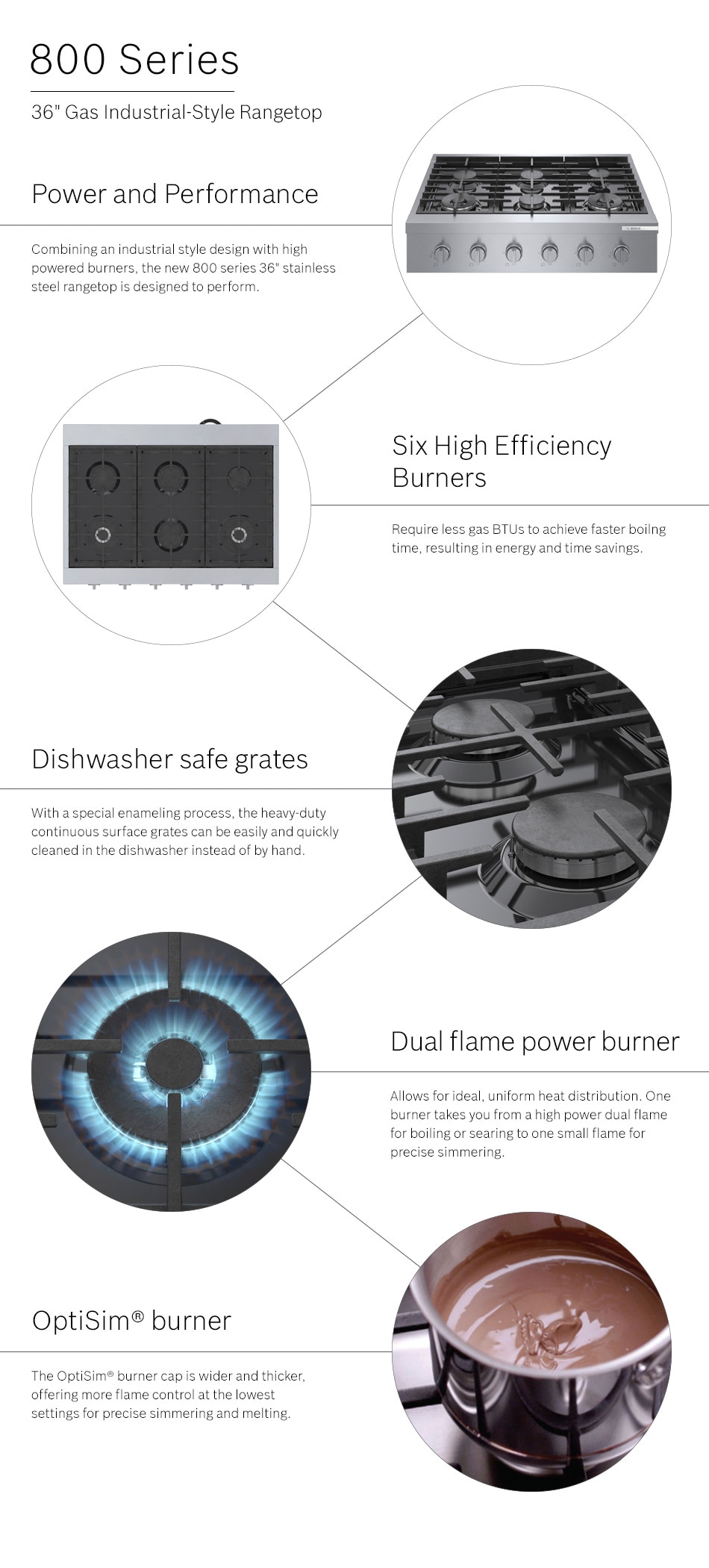 Bosch 800 Series 36 in. Gas Cooktop in Stainless Steel with 6-Burners ...